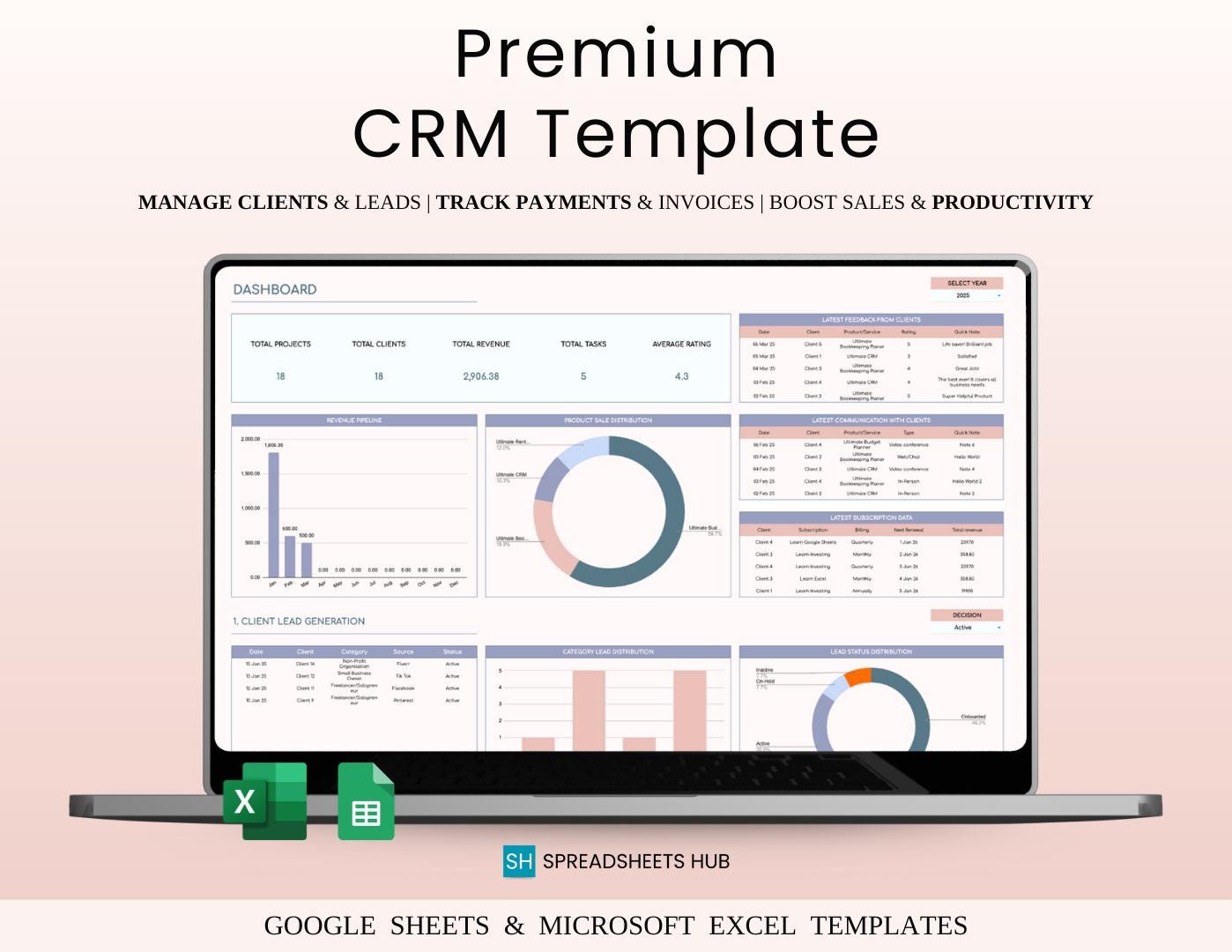 CRM Spreadsheet Template for Excel and Google Sheets | Simple Client ...