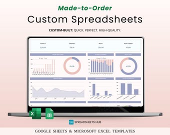 Custom Made Excel & Google Sheets Spreadsheet. Made to Order Personal ...