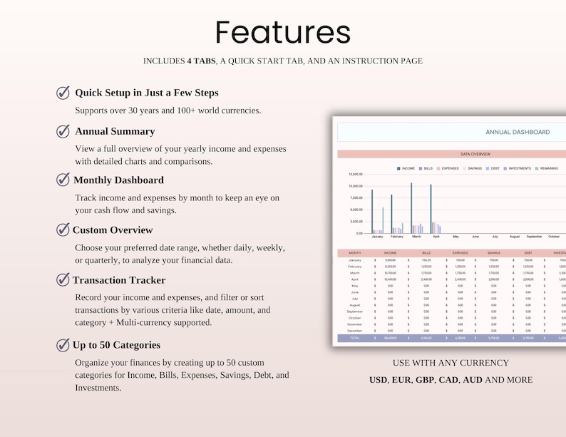 Income and Expense Tracker | Spreadsheet for Excel and Google Sheets ...