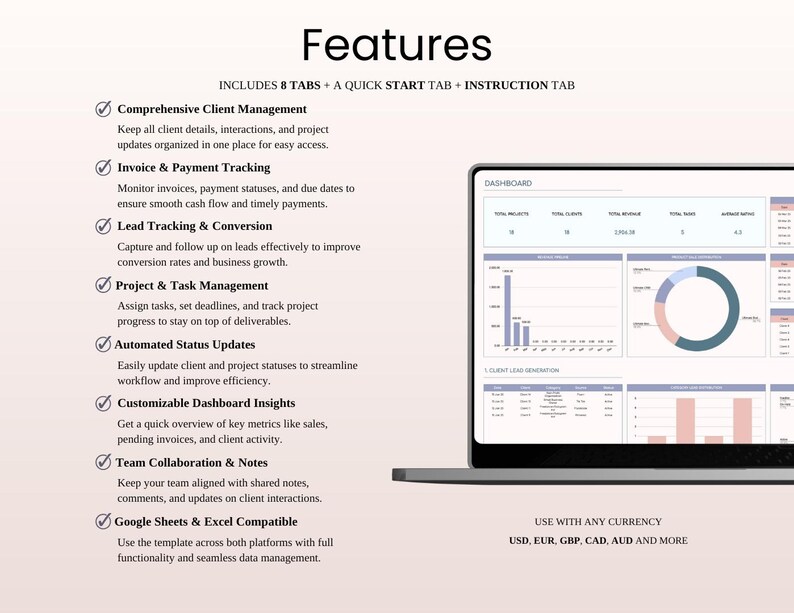 CRM Spreadsheet Template for Excel and Google Sheets | Simple Client ...