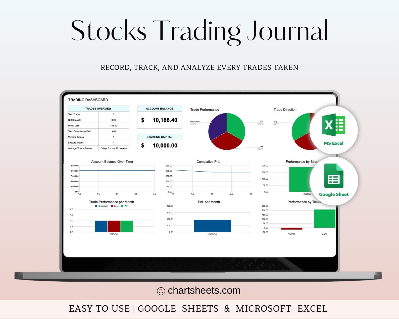 Stocks Trading Journal in Excel and Google Sheets, Position Size ...