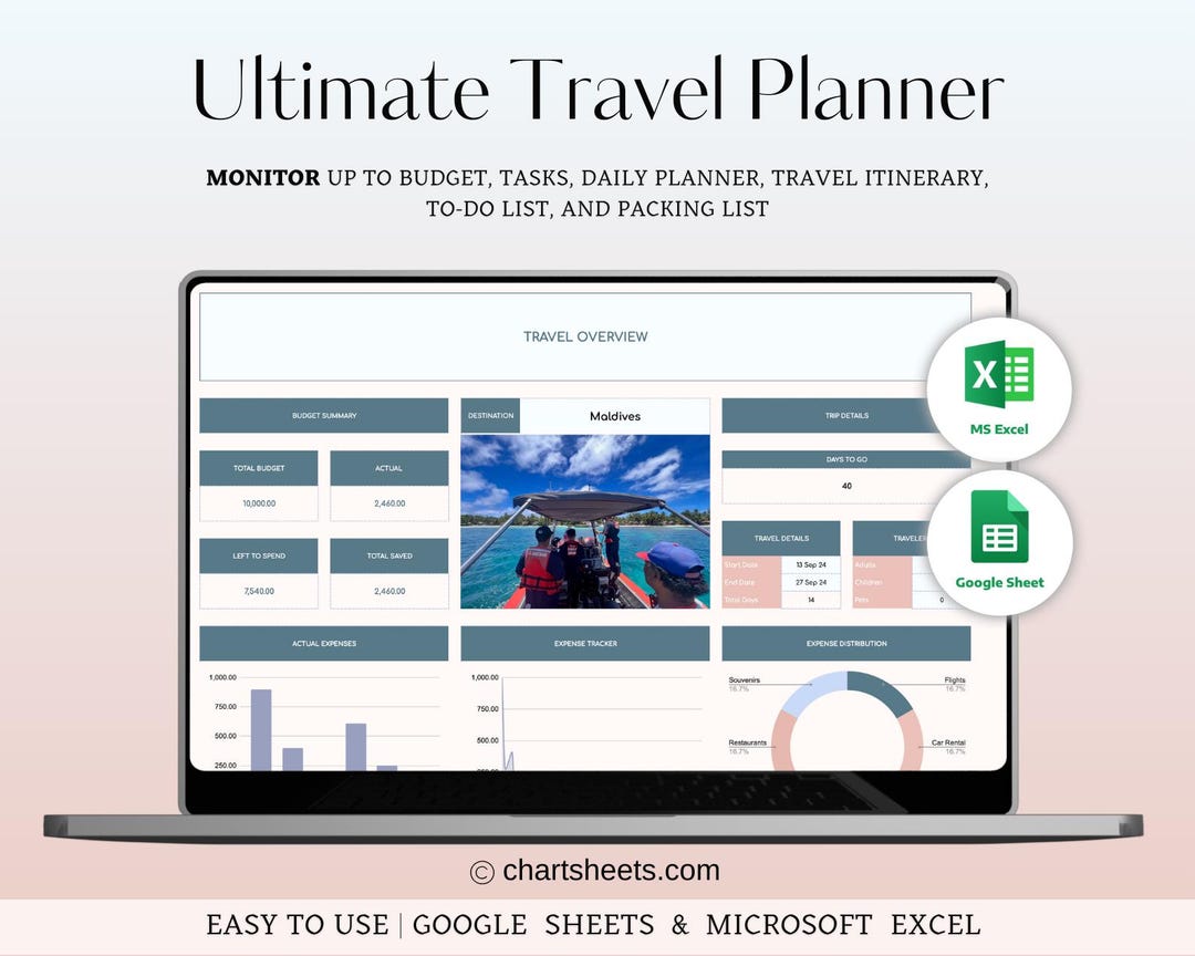 Ultimate Travel Planner in Excel & Google Sheets, Spreadsheet Template ...