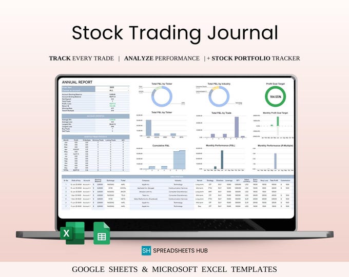 Stock Trading Journal Template for Google Sheets & Excel | Stock ...