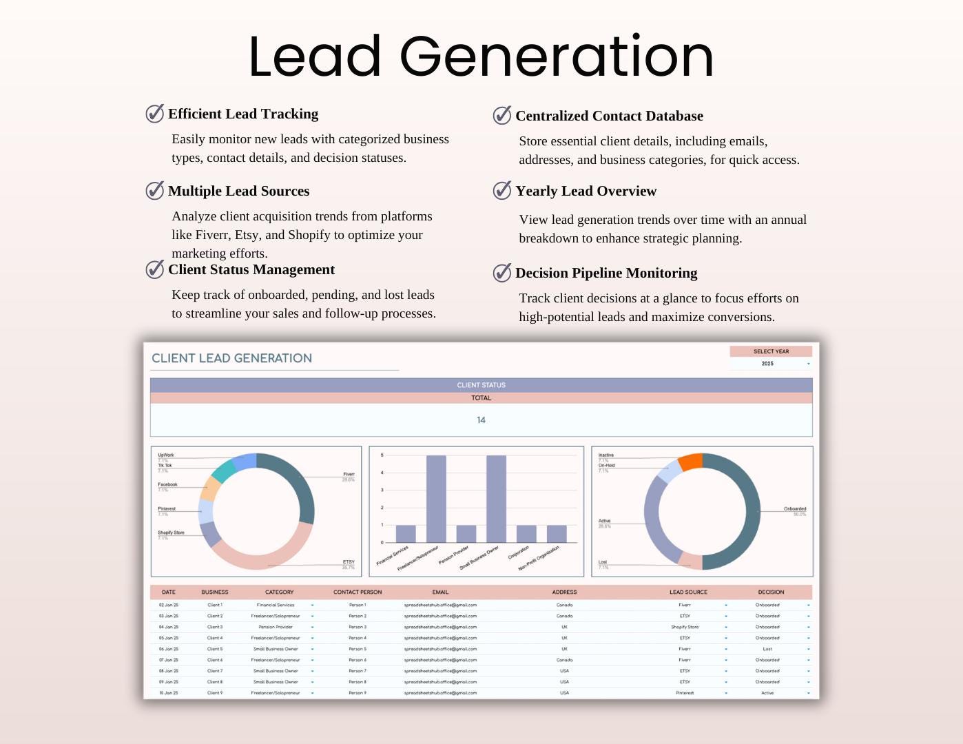 CRM Spreadsheet Template for Excel and Google Sheets | Simple Client ...