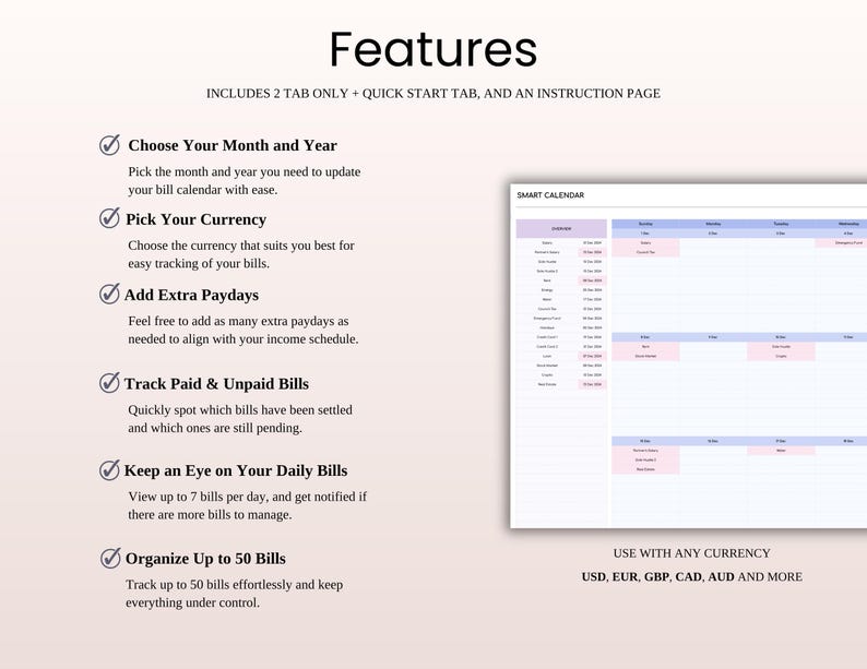 Rainbow Bill Tracker Spreadsheet | Excel & Google Sheets Template - Etsy