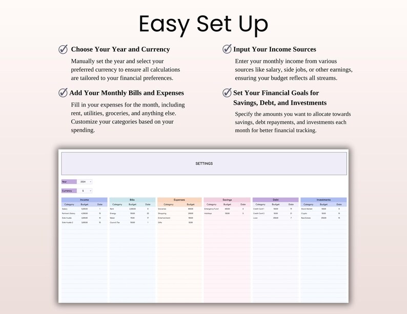 Rainbow Bill Tracker Spreadsheet | Excel & Google Sheets Template - Etsy