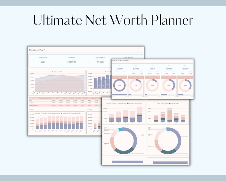 Net Worth Tracker Spreadsheet Template in Excel & Google Sheets, Net ...