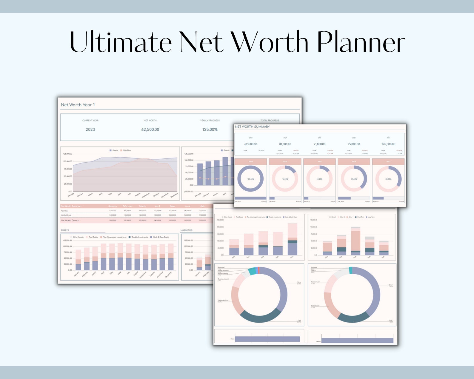 Net Worth Tracker Spreadsheet Template in Excel & Google Sheets, Net ...