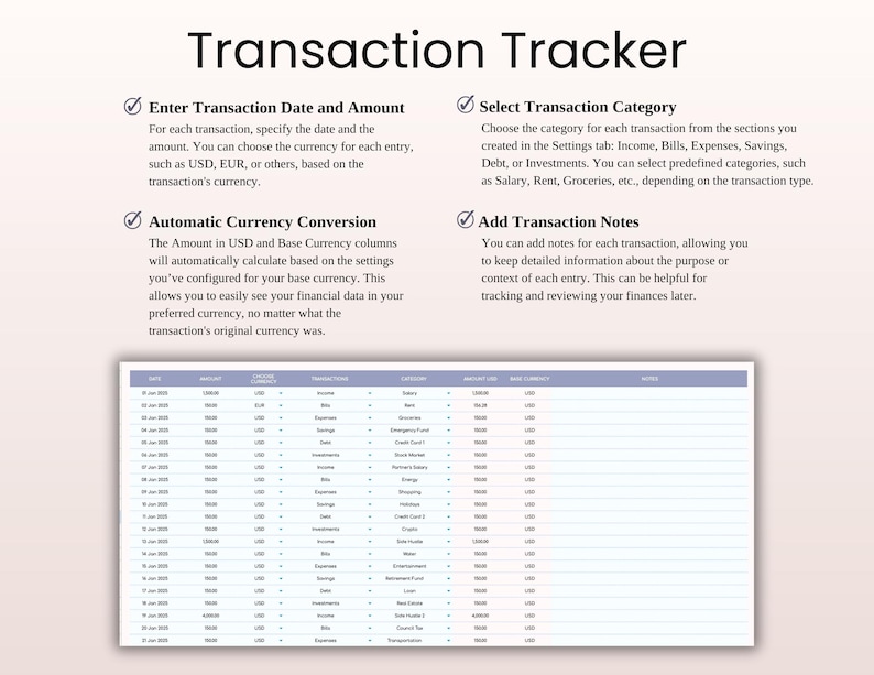 Income and Expense Tracker | Spreadsheet for Excel and Google Sheets ...