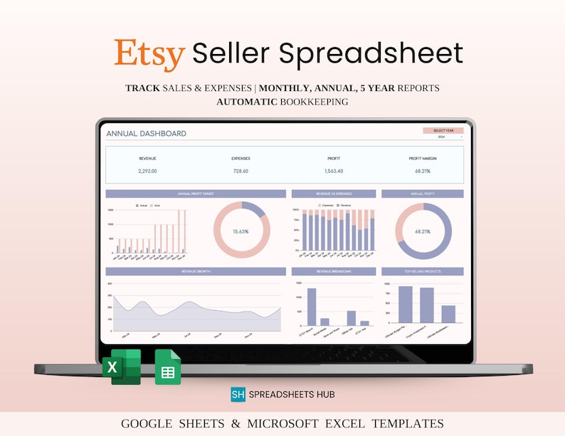 Etsy Seller Spreadsheet | Sales Tracker, VAT Breakdown (excel & Google ...
