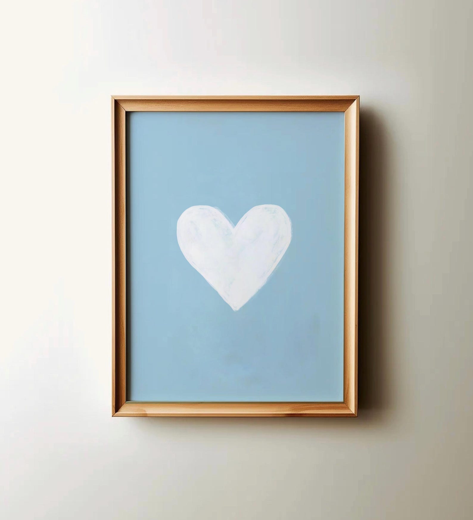 Light Blue Heart Print, Blue Bedroom Wall Art, Minimalist Blue Heart ...
