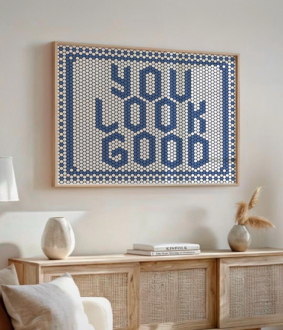 You Look Good Art Print, Mosaic Tile Typography, Modern Bathroom Decor ...