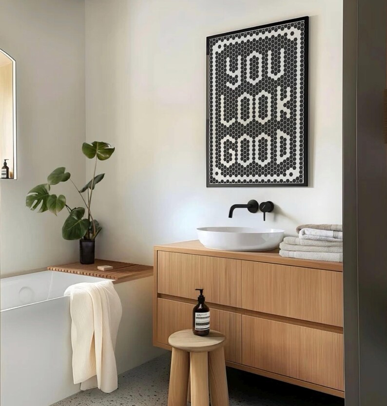 You Look Good Print, Hexagon Bistro Tile Letter Wall Art, Tile ...