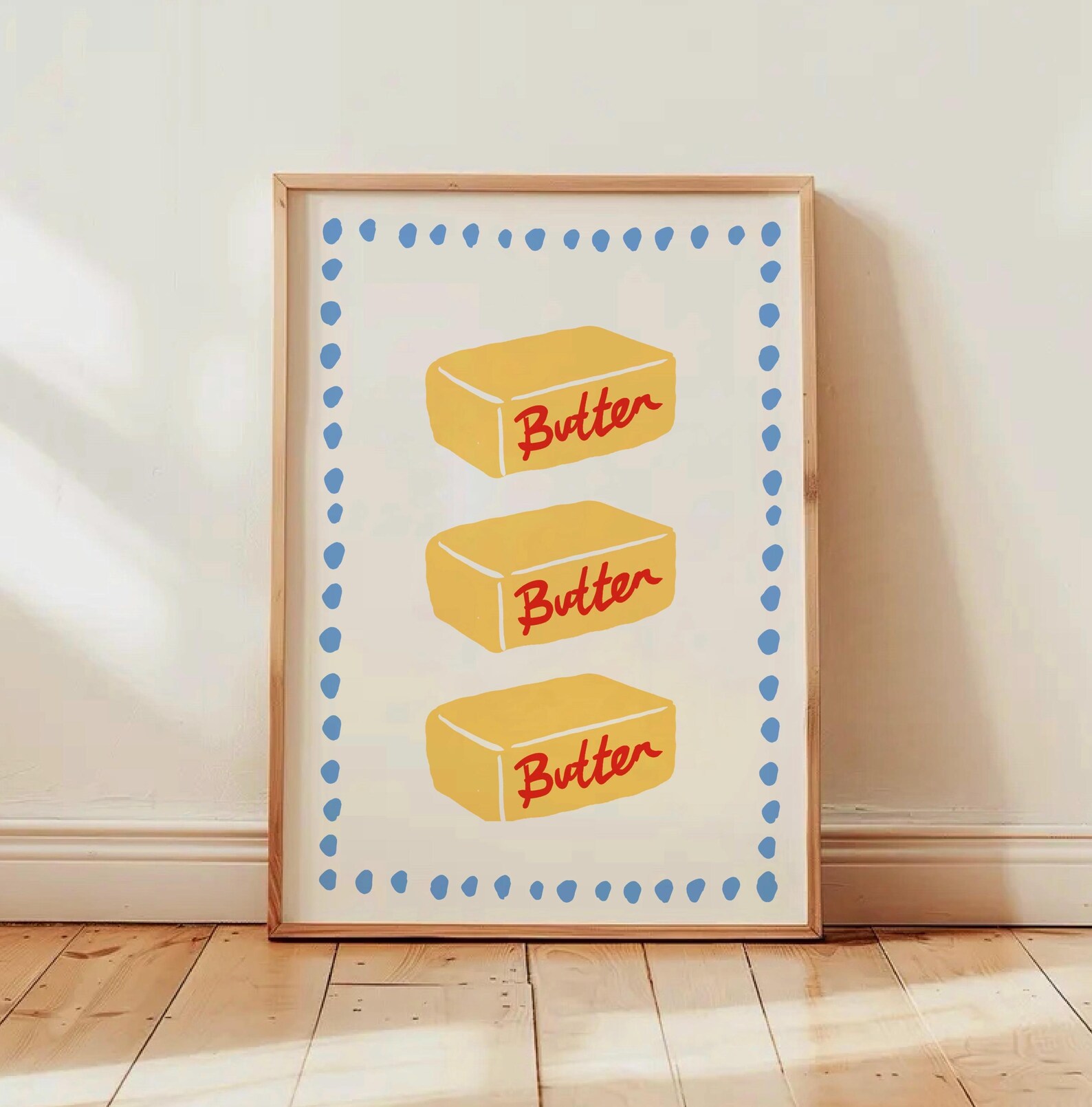 Butter Art Print, Retro Kitchen Wall Art, Yellow Butter Poster, Trendy ...