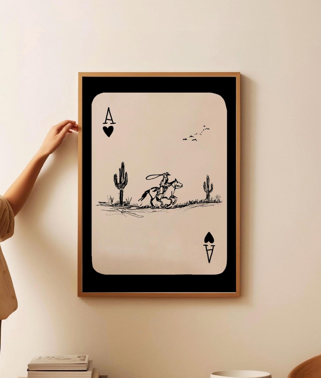 Western Cowboy Print, Cowboy Playing Card Wall Art, Modern Rodeo ...