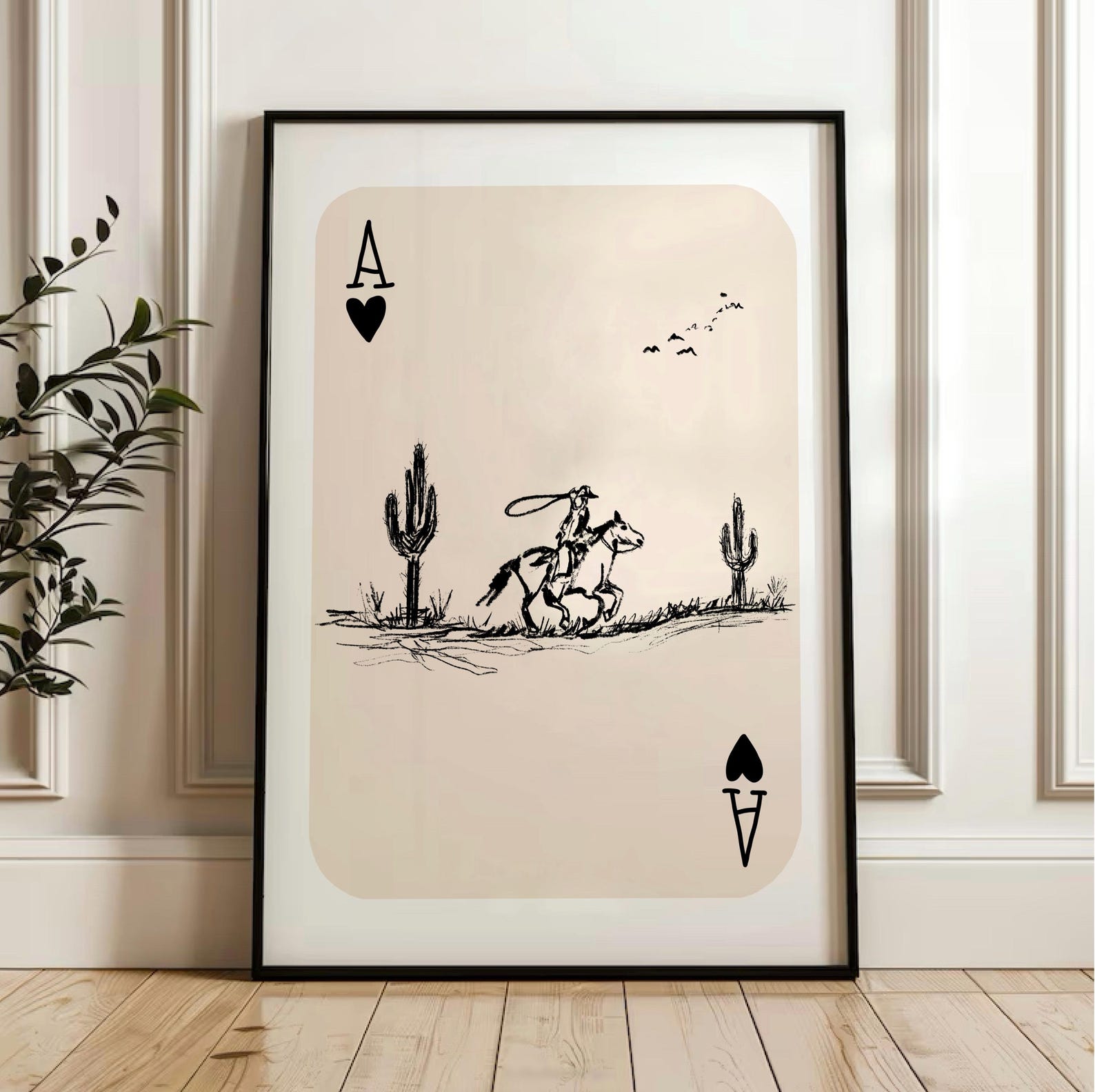 Cowboy Western Print, Cowboy Playing Card Digital Poster, Modern Rodeo ...