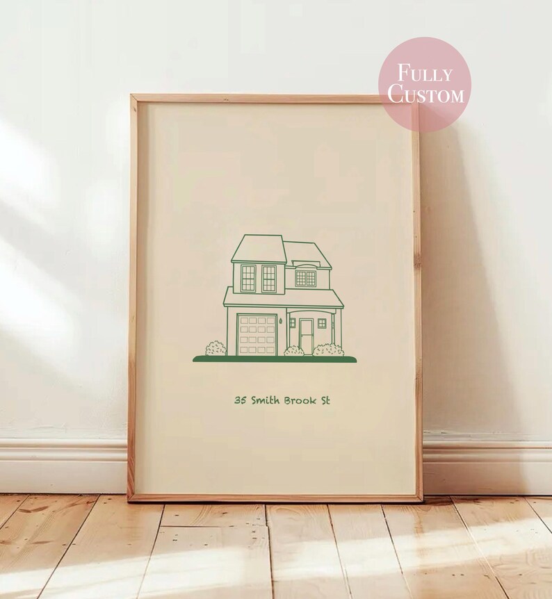 Custom House Portrait, Personalized House Illustration, New Home Line ...