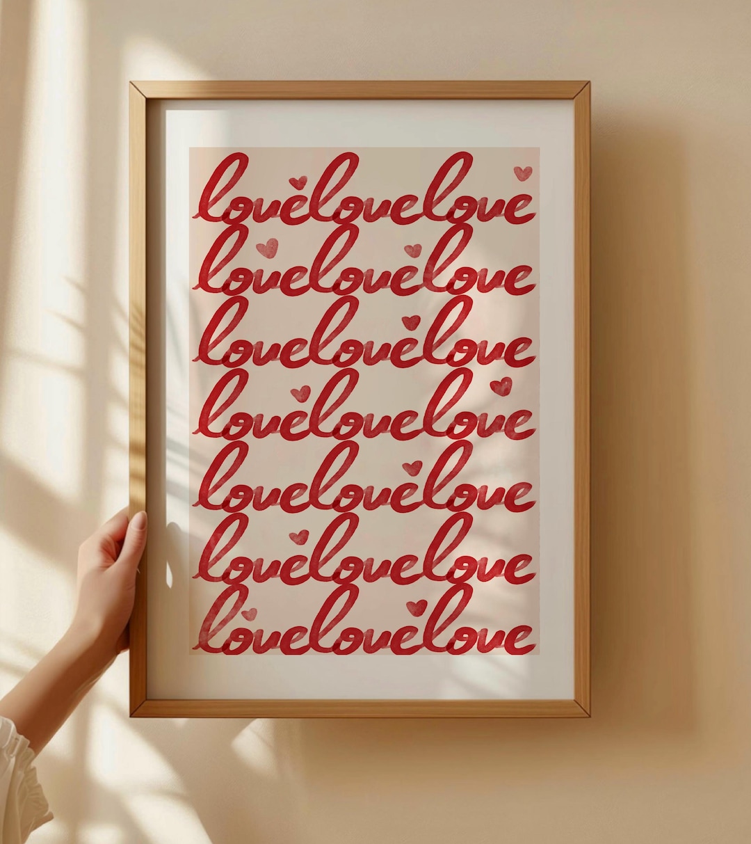 Red Love Poster, Retro 70s Wall Art, Abstract Love Quote Art, Preppy ...