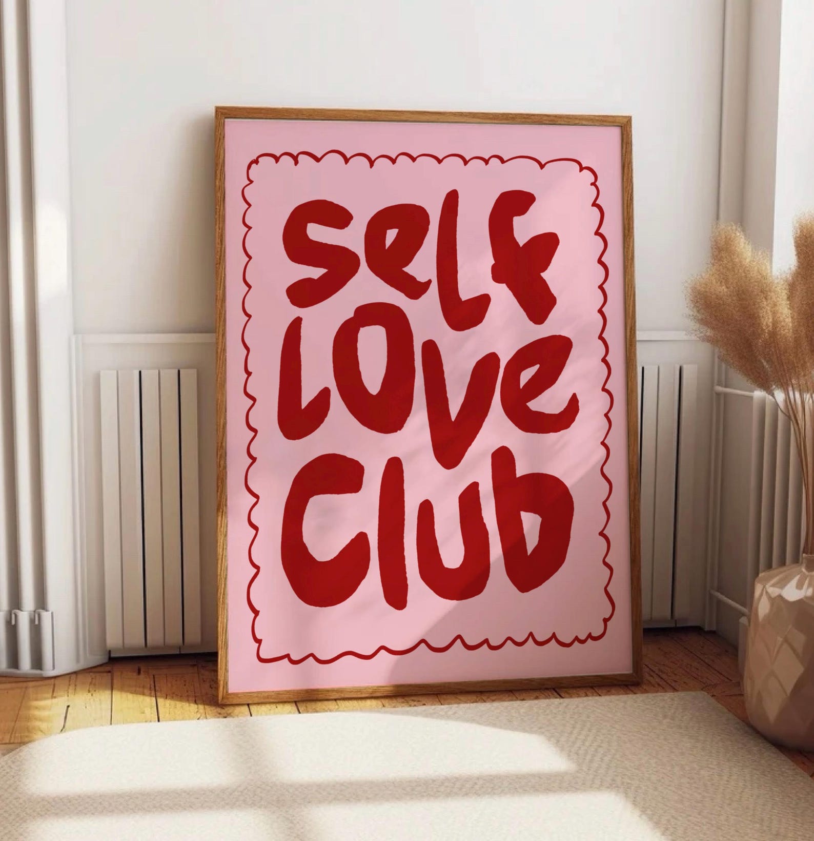 Self Love Club Print, Trendy Pink Red Wall Art (digital Download) - Etsy