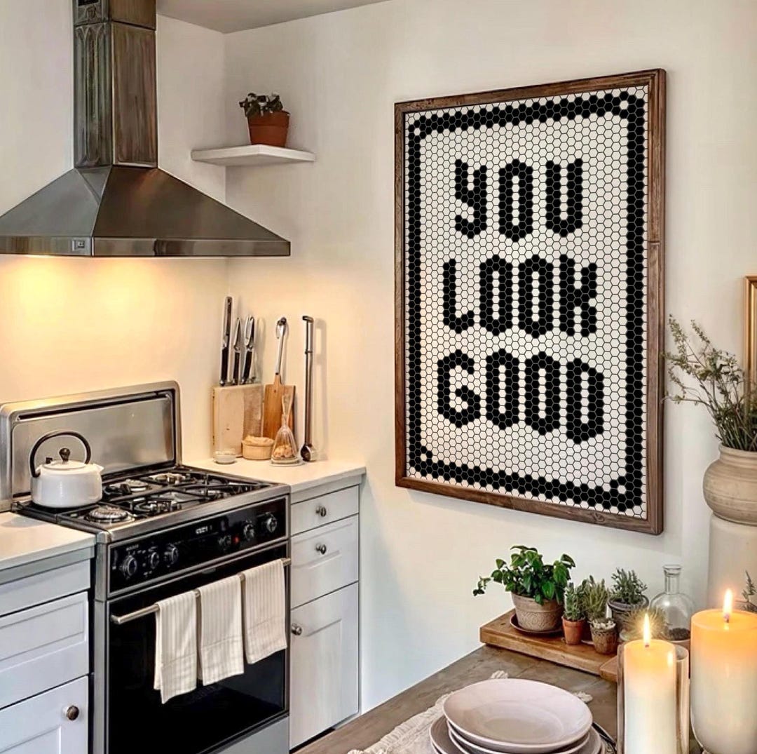 You Look Good Art Print Hexagon Bistro Letter Wall Art Black Trendy ...