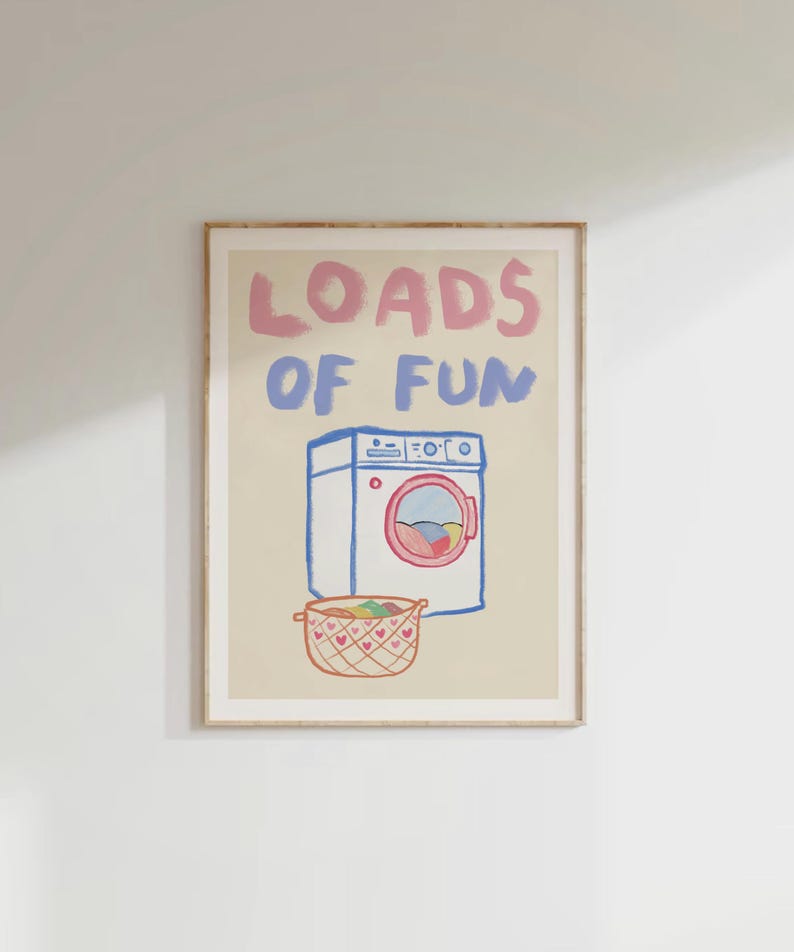 Loads of Fun Laundry Print, Retro Sketch, Doodle Art (digital Download ...