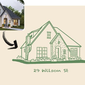 Custom House Illustration, Personalized House Portrait, House Line Art ...