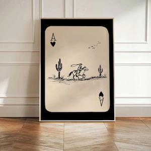 Western Cowboy Print, Cowboy Playing Card Wall Art, Modern Rodeo ...