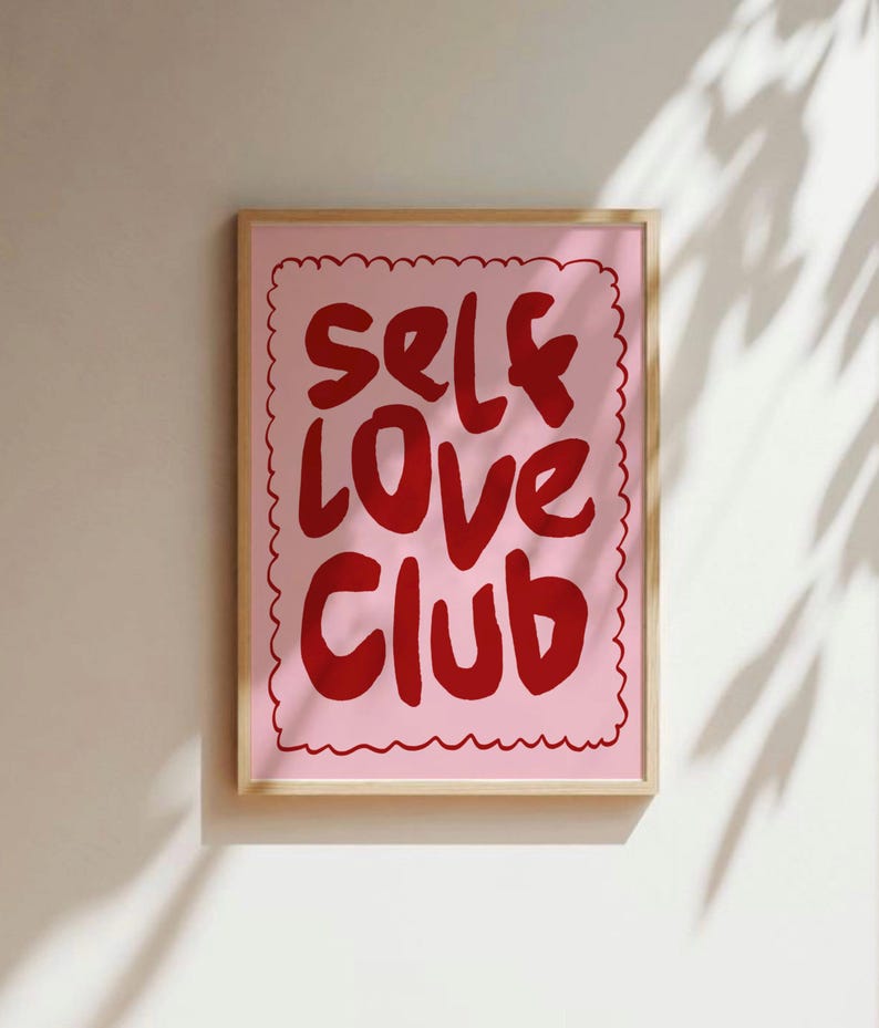 Self Love Club Print, Trendy Pink Red Wall Art (digital Download) - Etsy