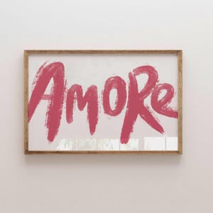Amore Art Print, Pink Typography Wall Art, Amore Poster, Horizontal ...