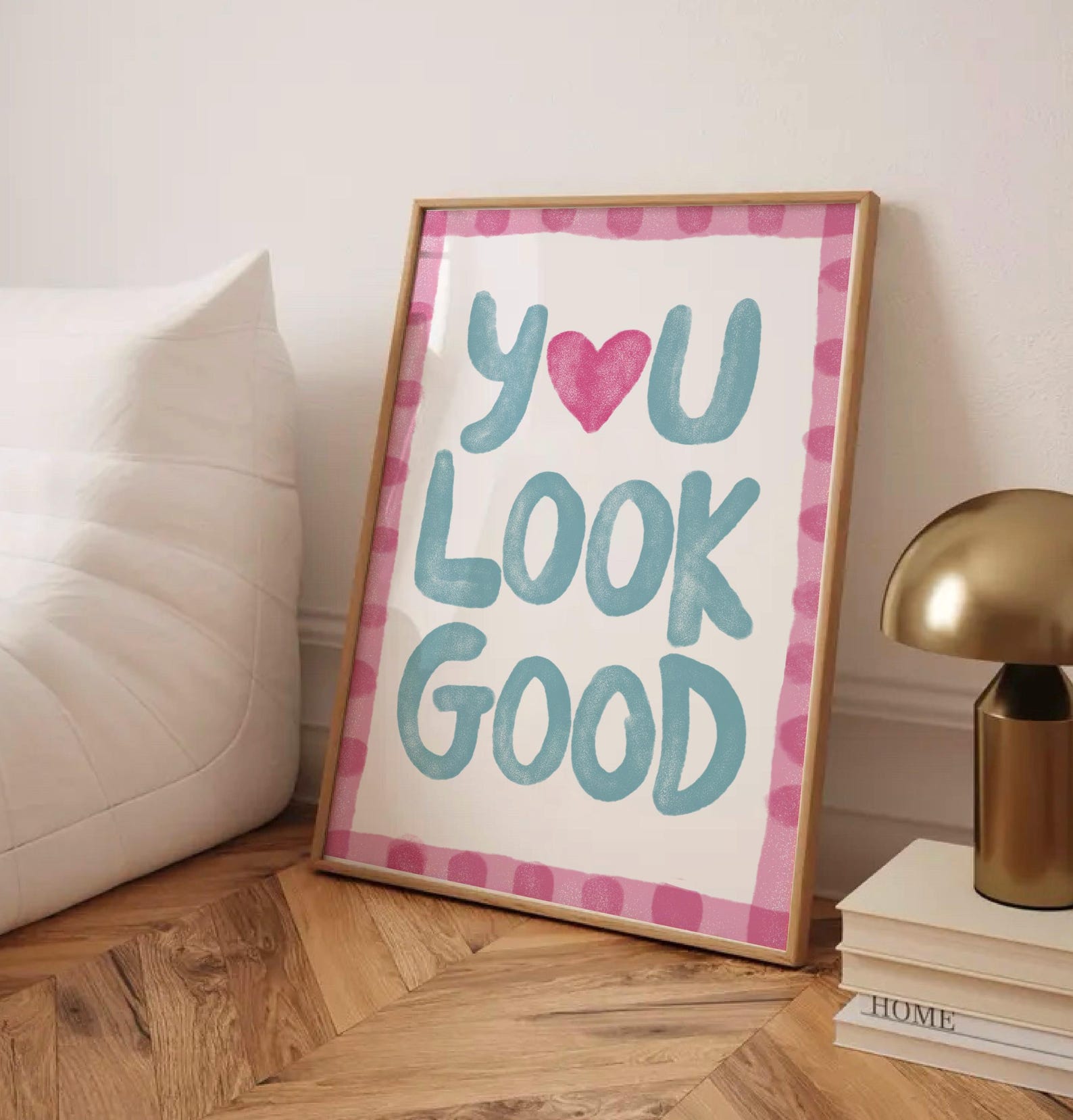 You Look Good Art Print, Preppy Dopamine Decor, Blue Typography Wall ...