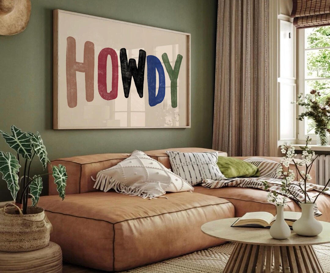 Howdy Art Print, Colorful Typography Wall Art, Retro Howdy Print ...