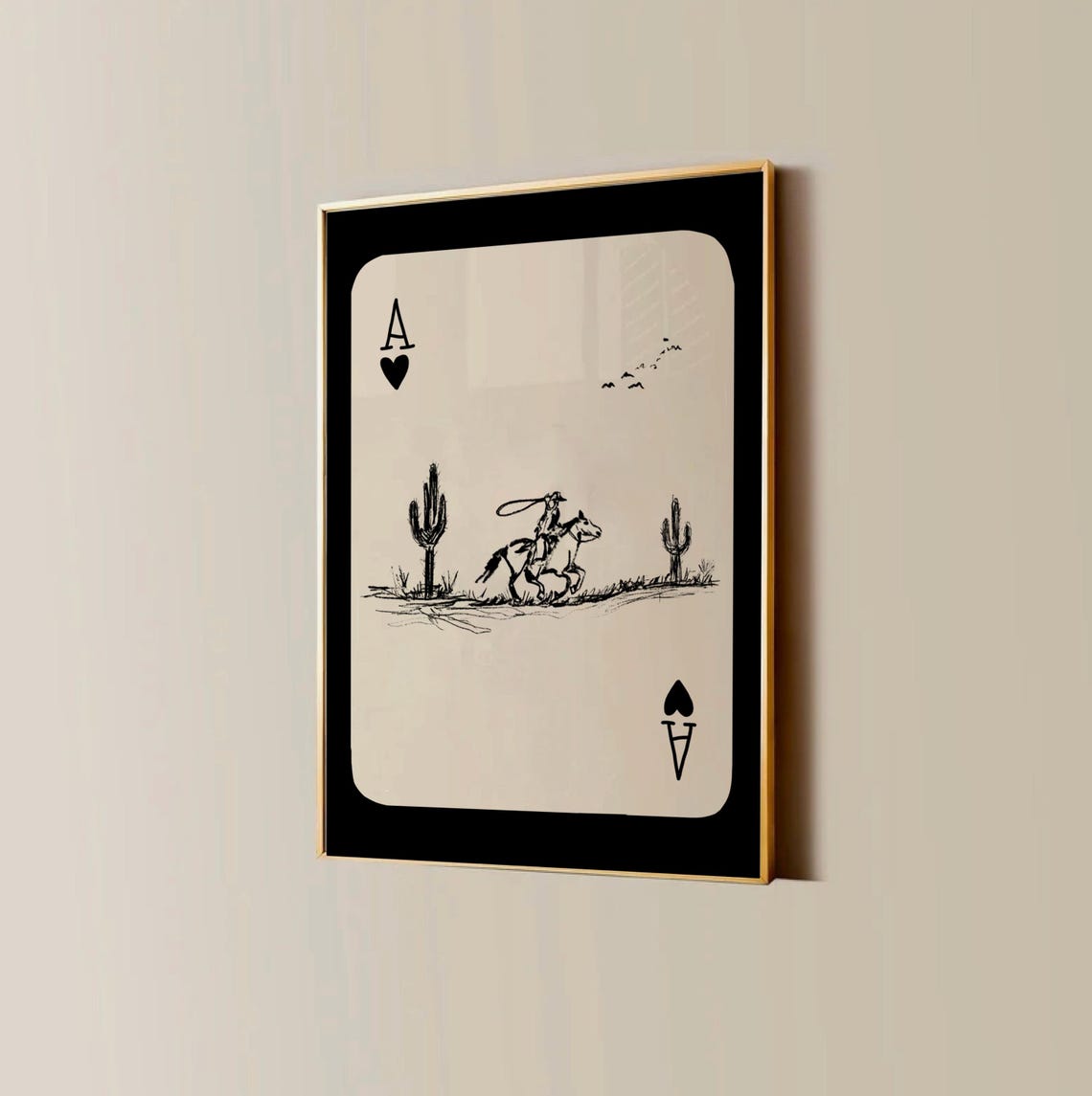 Western Cowboy Print, Cowboy Playing Card Wall Art, Modern Rodeo ...