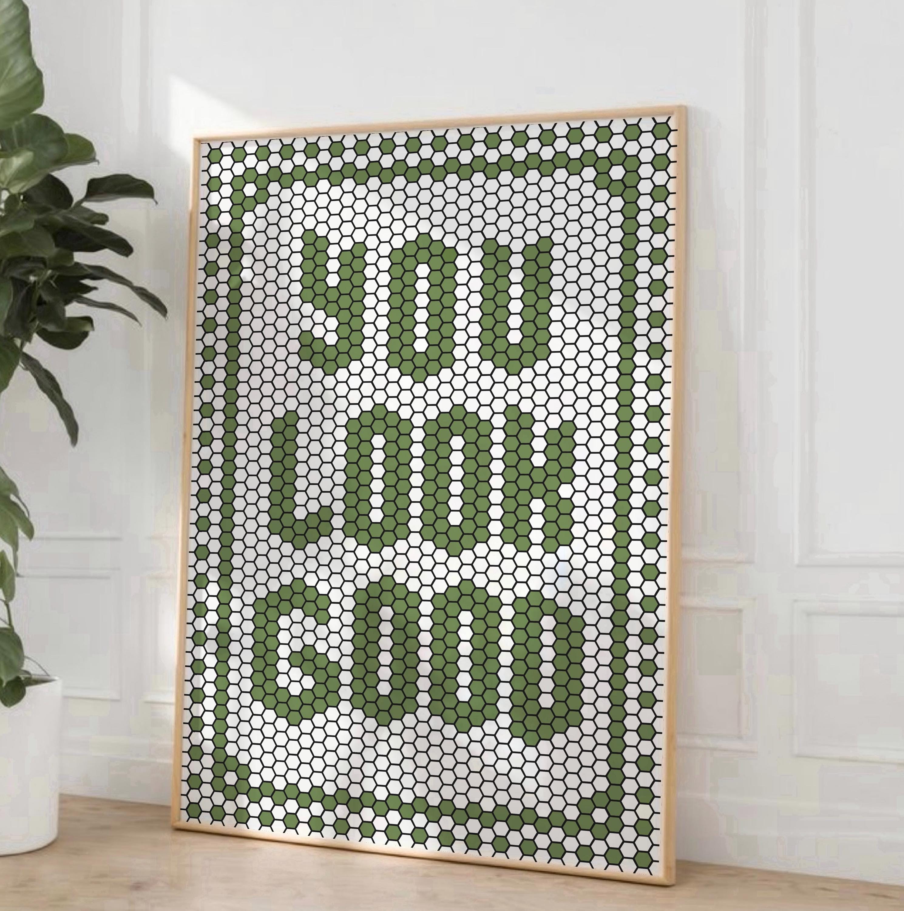 You Look Good Art Print, Mosaic Tile Hexagon Letter Quote Poster, Sage ...