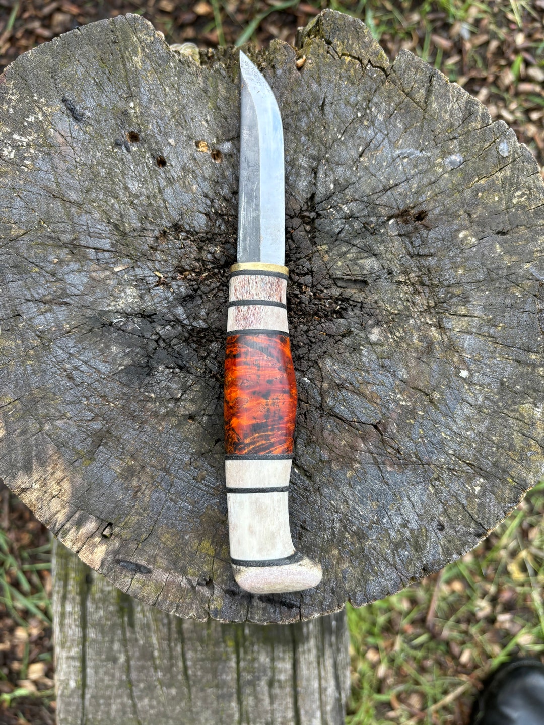 Handcrafted Knife With Fiery Orange Handle - Etsy