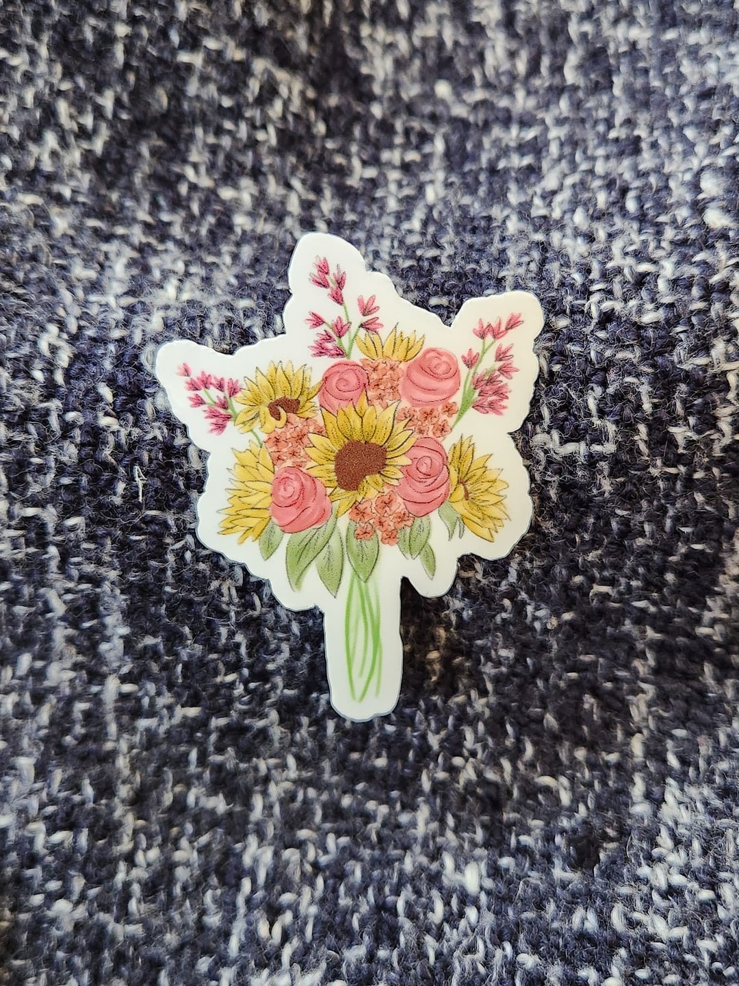 Sunflower & Rose Bouquet Laminated Sticker - Etsy