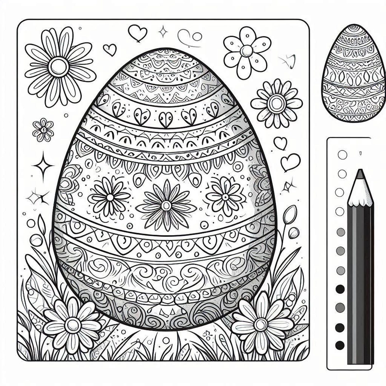 Easter Eggs Printable Coloring Book Pages for Adults, Children ...