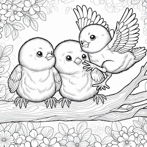 Spring Baby Animals Printable Coloring Book Pages for Adults, Children ...