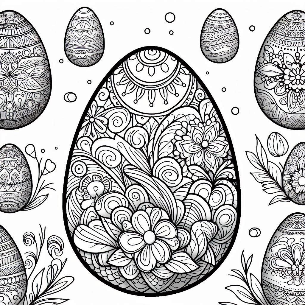Easter Eggs Printable Coloring Book Pages for Adults, Children ...
