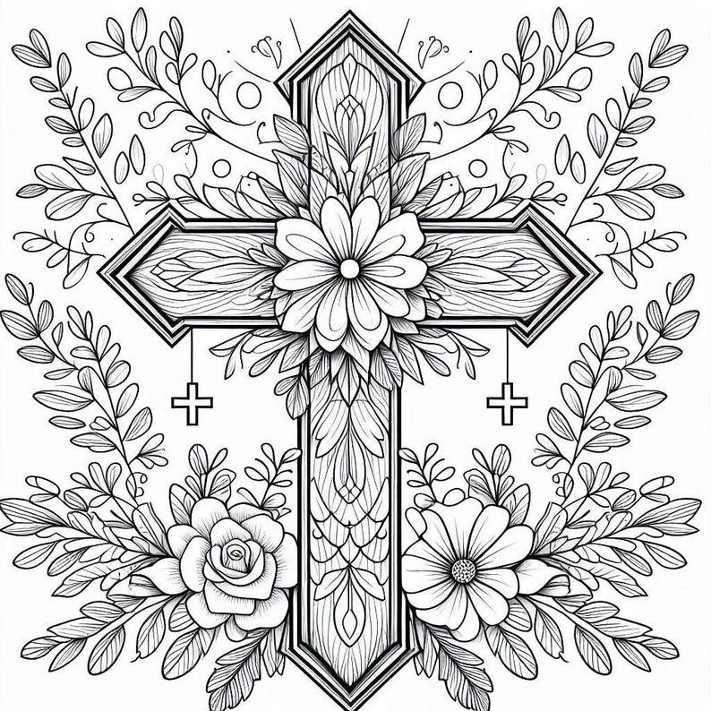 Christian Cross Coloring Book: 23 Printable Pages (PDF Download) - Etsy