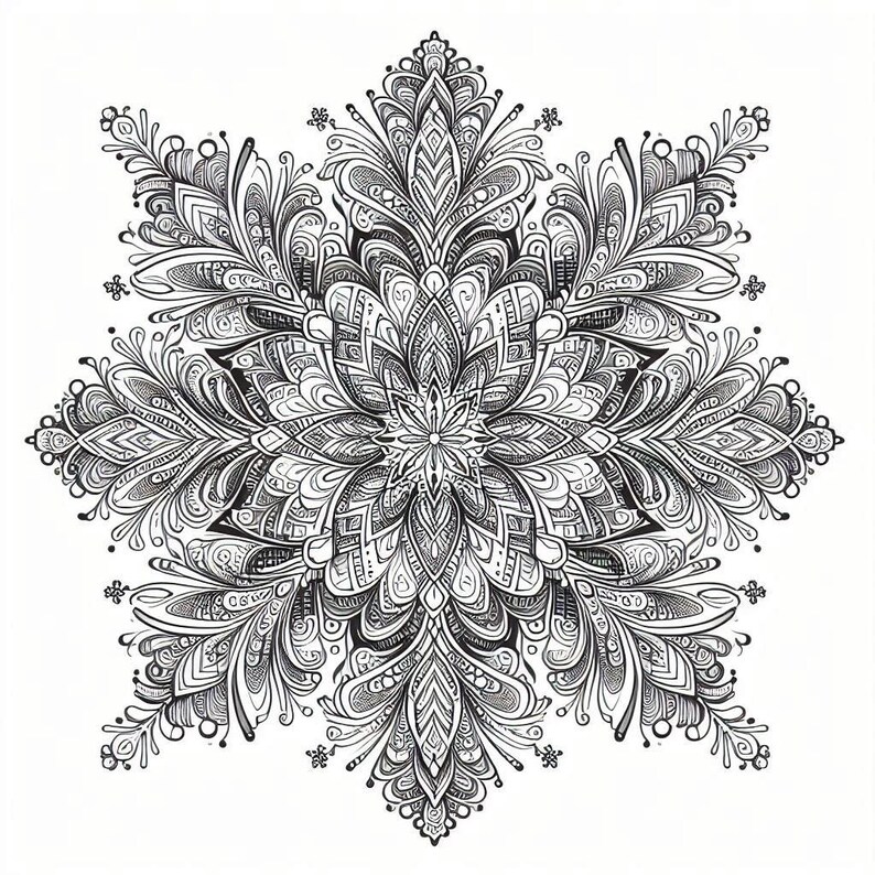 Snowflake Coloring Book Pages for All - Beautiful, Zen, Serene, Kawaii ...