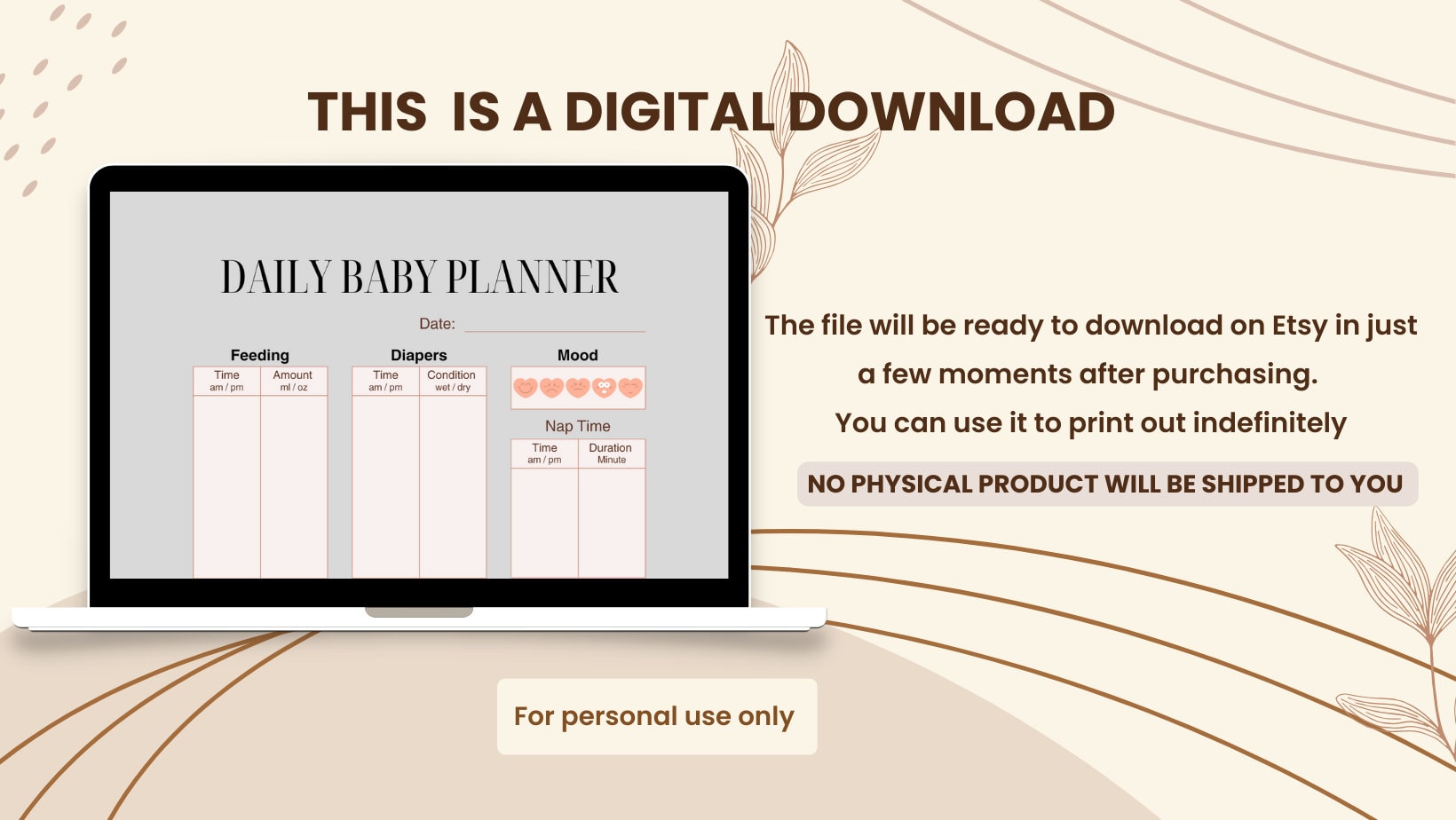 Baby Diary Newborn Tracker | Printable Feeding & Diaper Log | Instant ...