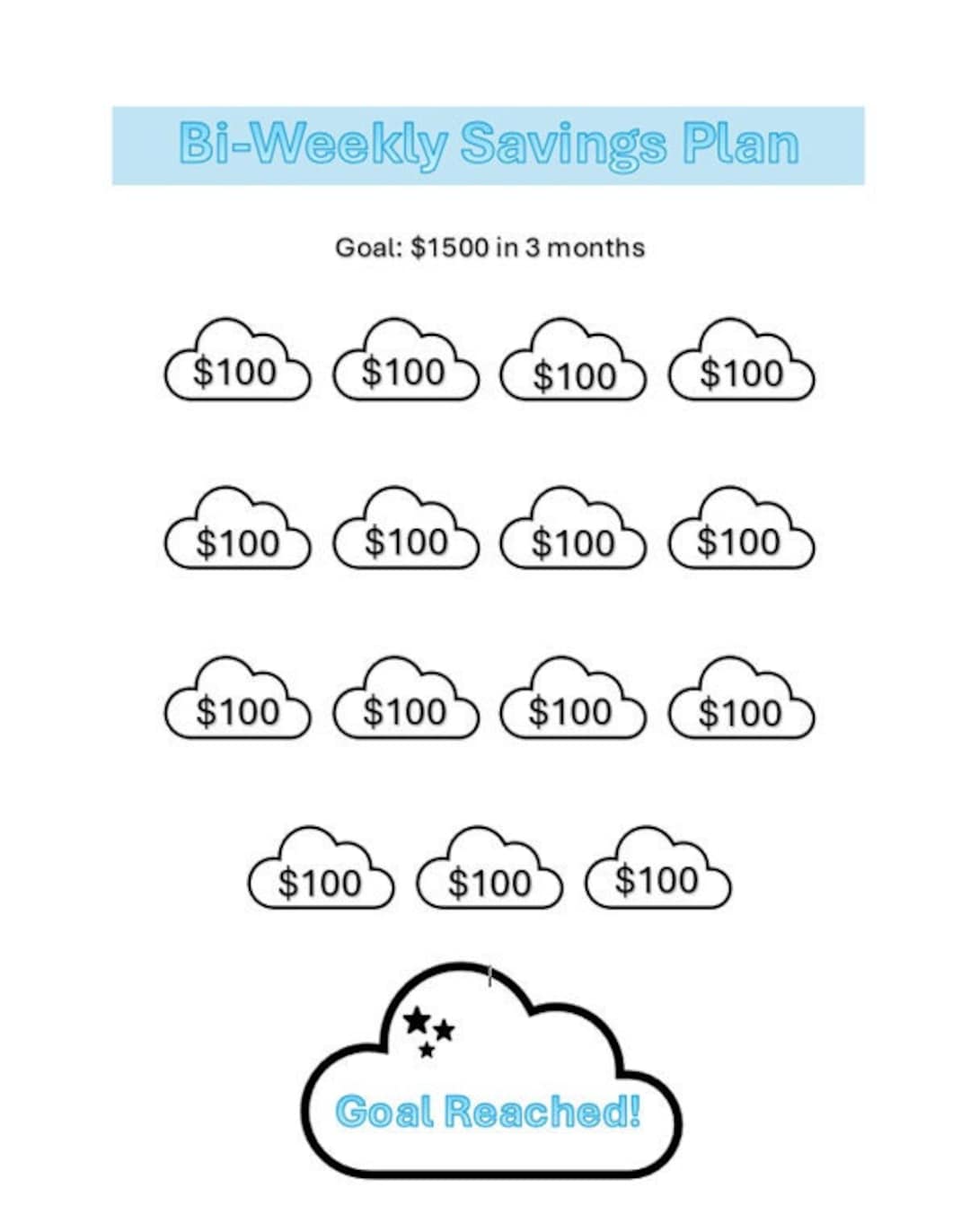 Bi-weekly Savings Challenge Printable - Etsy