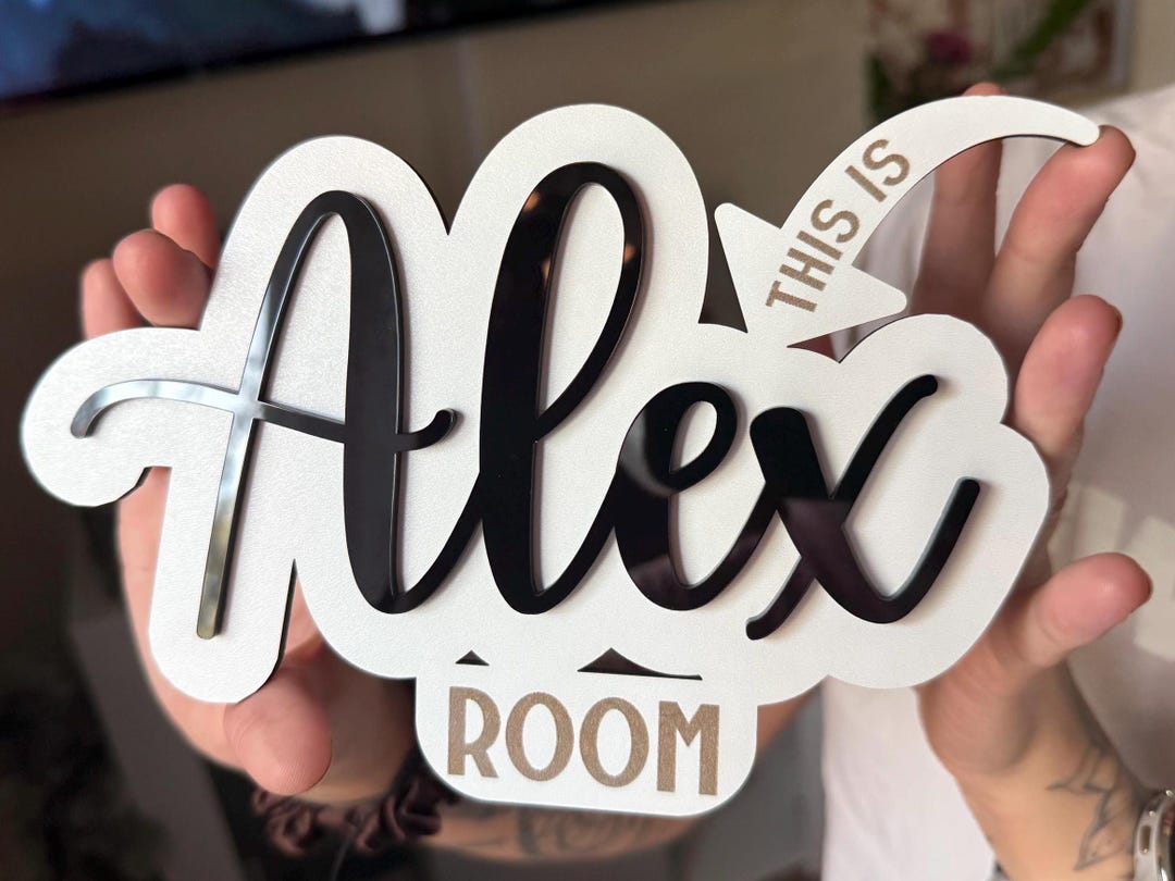 Personalised Kids Bedroom Door Sign, Custom Wooden Name Plaque, Boys ...