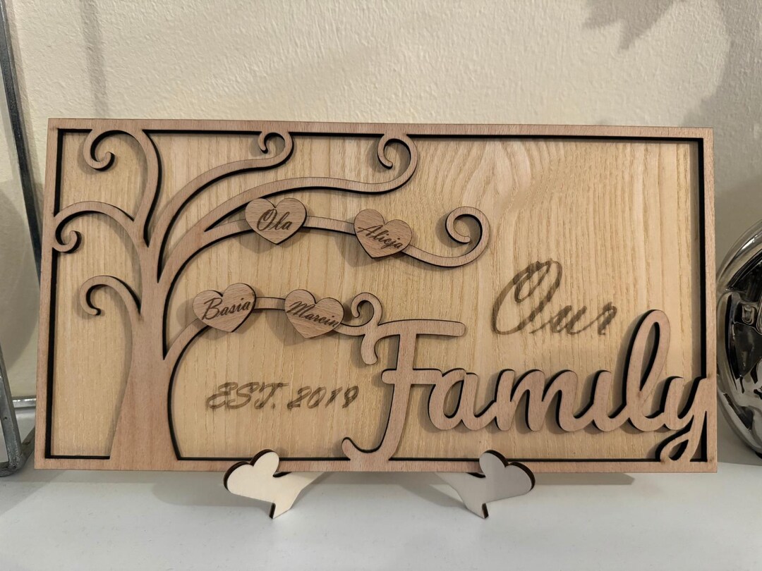 Personalised Wooden Family Tree Sign Custom Family Tree Frame ...