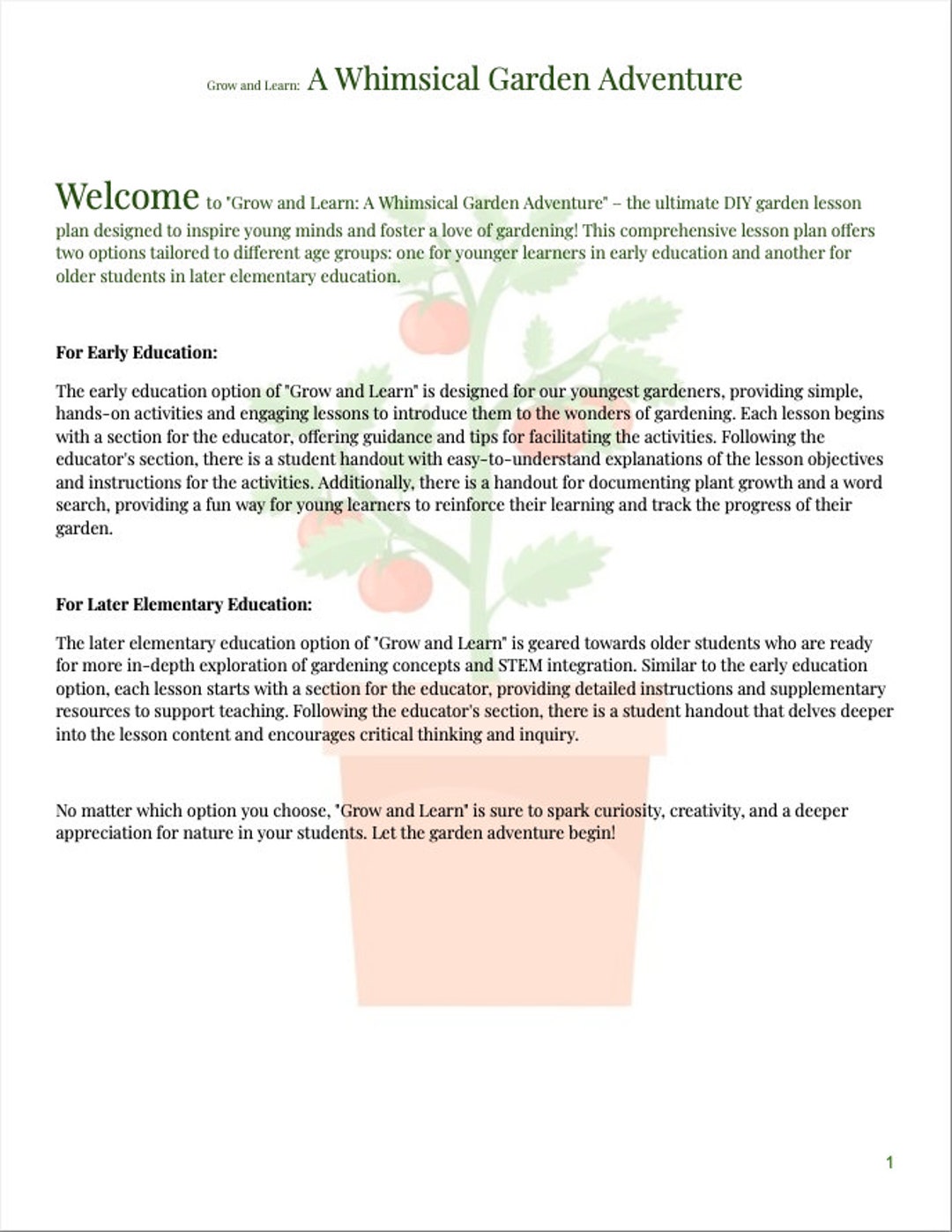 Green Thumbs Up: DIY Garden Lesson Plan for Elementary Students - Etsy