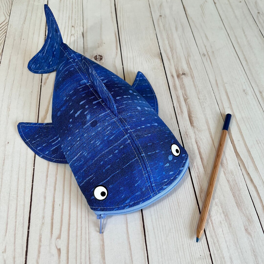 Deep Blue Spotted Whale Shark Pencil Case, Shark Pencil Pouch, Zipper ...