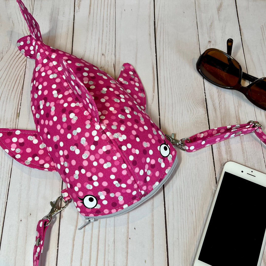 Pink Whale Shark Crossbody Bag, Shark Pencil Case, Pencil Pouch, Zipper ...