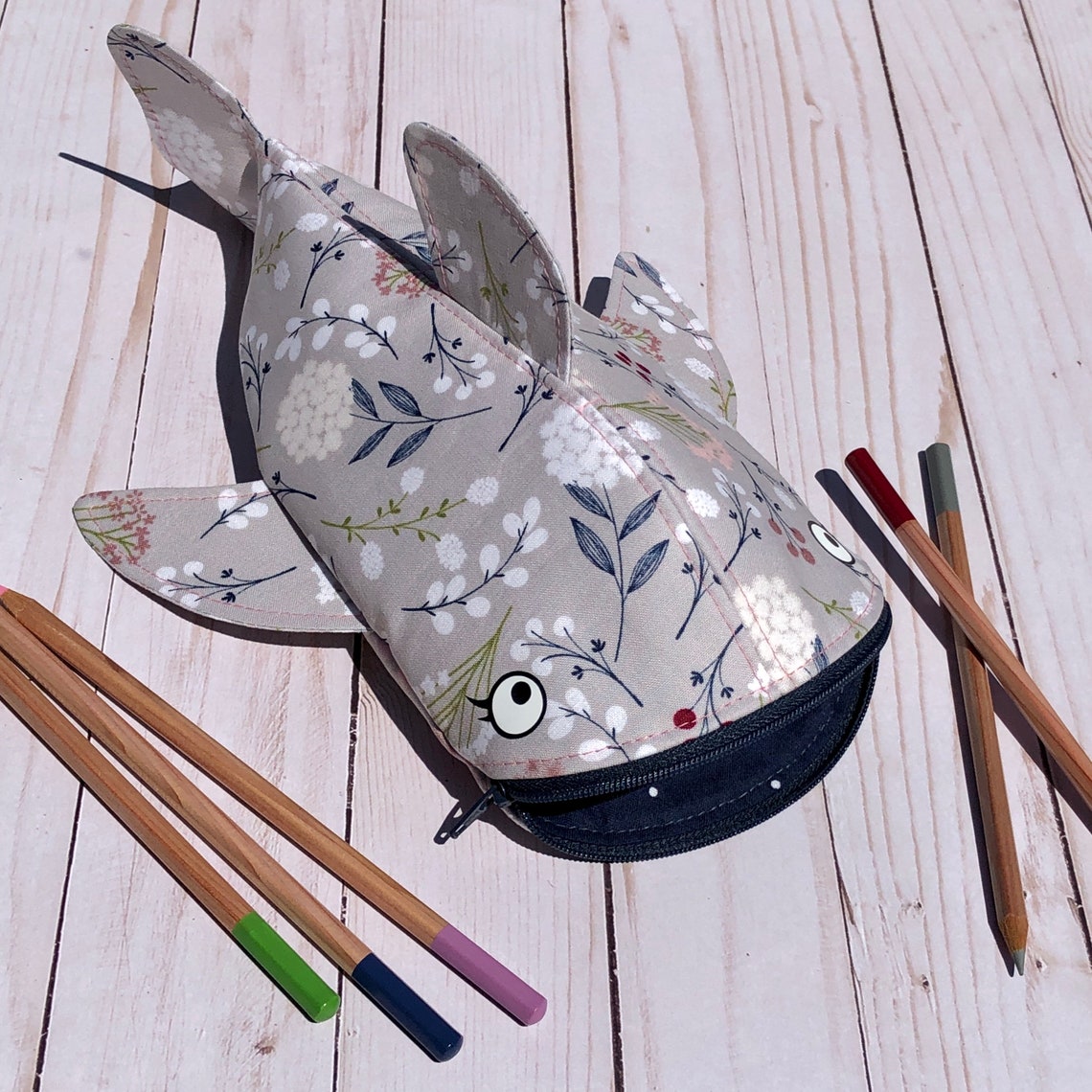 Gray Whale Shark Pencil Case Shark Pencil Pouch Zipper | Etsy