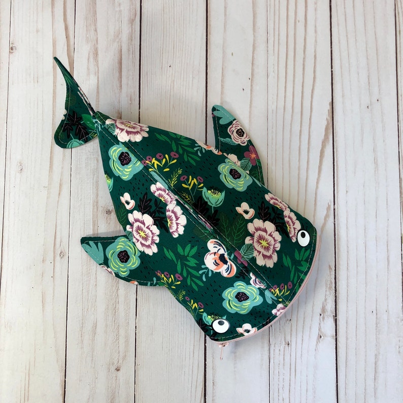Jade Green Floral Whale Shark Pencil Case Shark Pencil Pouch - Etsy