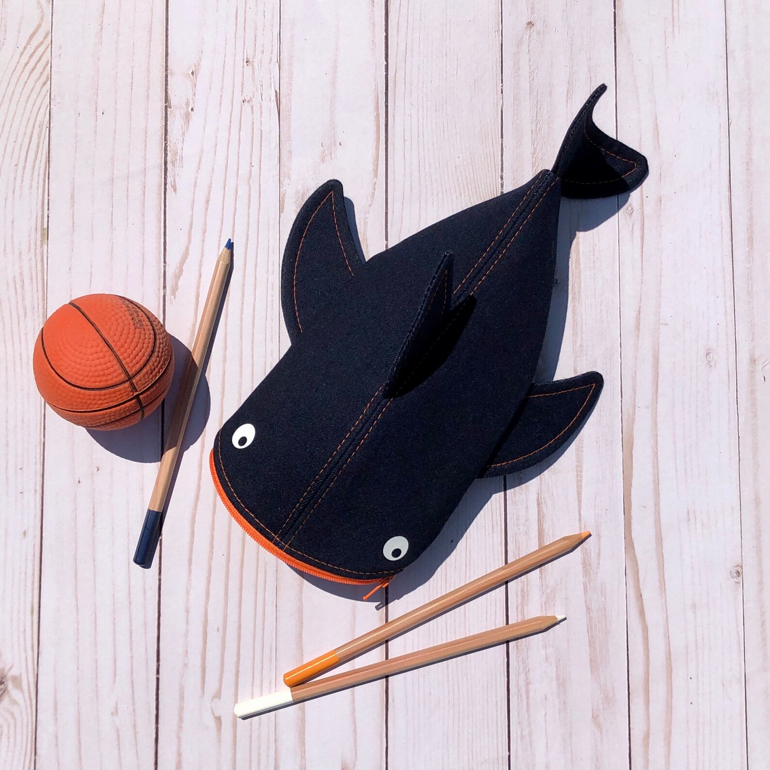 Denim Whale Shark Pencil Case Shark Pencil Pouch Zipper - Etsy